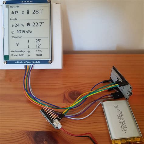 Battery Driven Epaper Display Showing Weather Data Tutorials