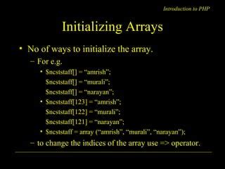 Initializing Arrays PPT Web Development Internet