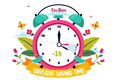 Daylight Saving Time Vector Illustration With Alarm Clock And Calendar Transitioning From Summer
