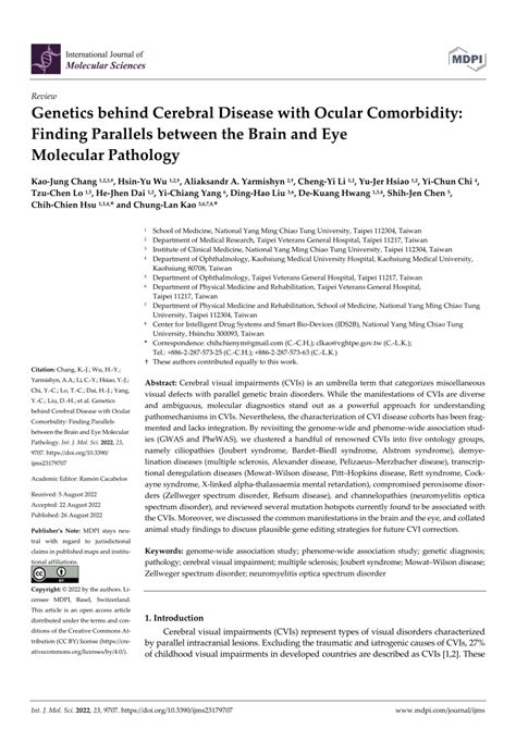 Pdf Genetics Behind Cerebral Disease With Ocular Comorbidity Finding
