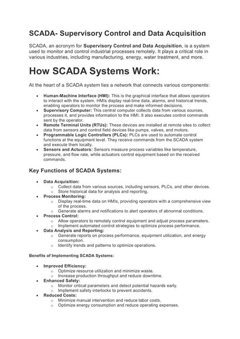Scada Supervisory Control And Data Acquisition Pdf