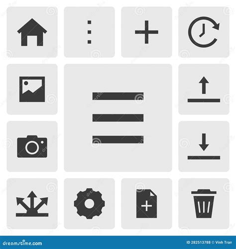 Menu Icon Vector Design Simple Set Of Smartphone App Icons Silhouette Solid Black Icon Stock