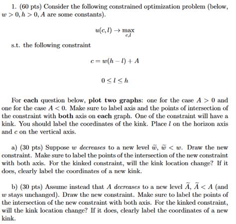 Solved 1 60 Pts Consider The Following Constrained