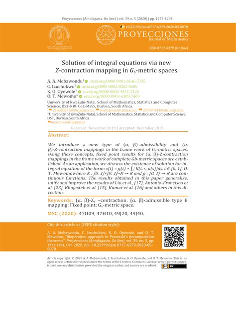 Pdf Solution Of Integral Equations Via New Z Contraction Mapping In Gb Metric Spaces