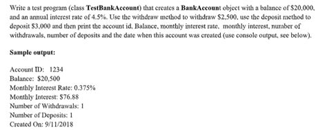 Solved Design A Class Named Bankaccount That Contains 1 A