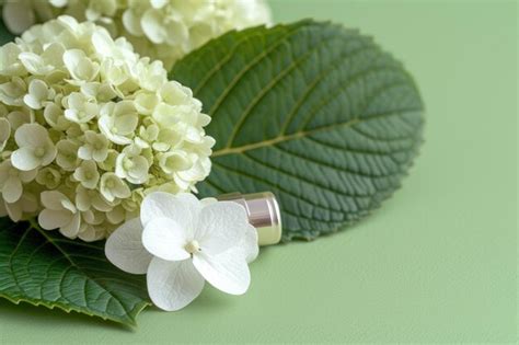 Premium Photo Closeup Image Of A White Hydrangea Flower With Green