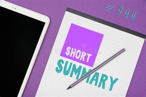 Hand Writing Sign Short Summary Business Concept Brief Statement Of Main Points Clear Stock