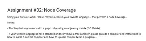 Solved Assignment Node CoverageUsing Your Previous Chegg
