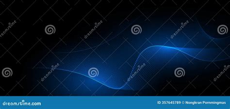 Illustration Vector Abstract Wave Flow Line Motion Pattern And Particle Dot On Dark Blue