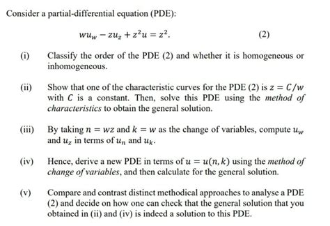 Solved Consider A Partial Differential Equation Pde