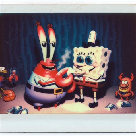 Old Polaroids Of Spongebob And Mr Krabs Sniffing Powder At A Party And In Public R Weirddalle