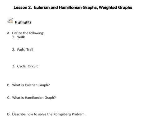 Solved Lesson Eulerian And Hamiltonian Graphs Weighted Chegg