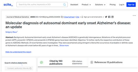 Molecular Diagnosis Of Autosomal Dominant Early Onset Alzheimers