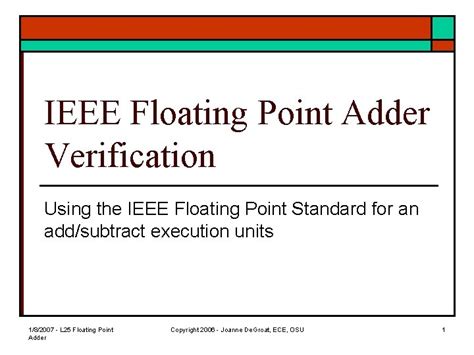 Ieee Floating Point Adder Verification Using The Ieee