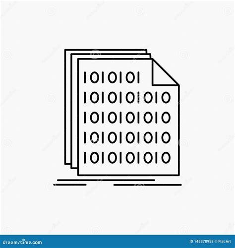 Binary Code Coding Data Document Line Icon Vector Isolated