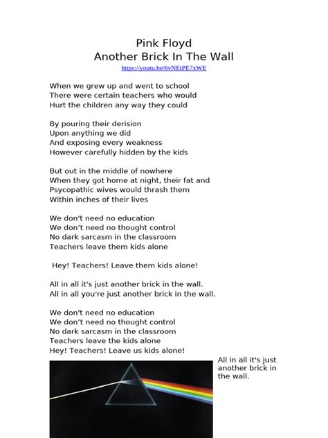 Another Brick In The Wall Lyrics Pdf