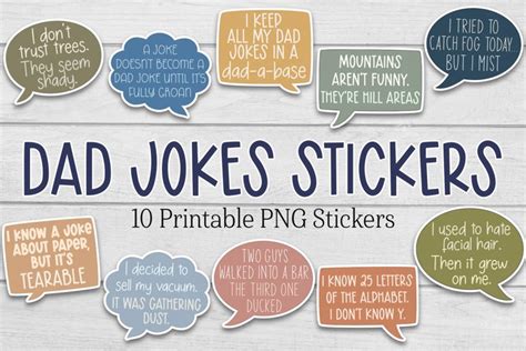 Dad Jokes Stickers Funny Puns Printable Sticker Set