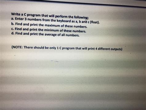Solved Write A C Program That Will Perform The Following A Chegg