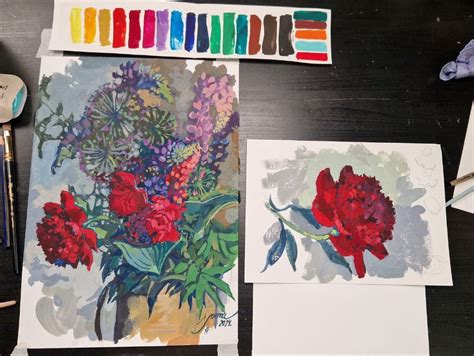 Цветы Курс рисования гуашью художника Анны Хопта