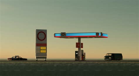 A Gas Station Stands Between Two Vehicles Photo 3d Render Image On
