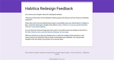 New Ui Feedback Form Is Out Habitrpg