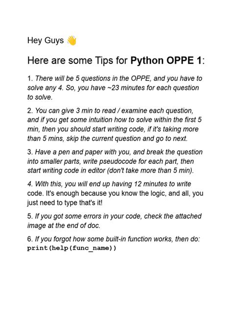 Python Oppe 1 Tips Pdf