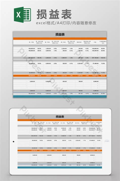年度損益表excel模板 Xls Excel模板範本素材免費下載 Pikbest