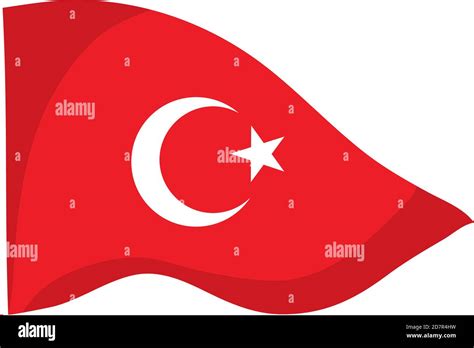 Turkey National Flag Icon Over White Background Flat Style Vector Illustration Stock Vector