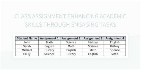 Boost Academic Skills With Engaging Class Assignments Excel Template Free Download Pikbest