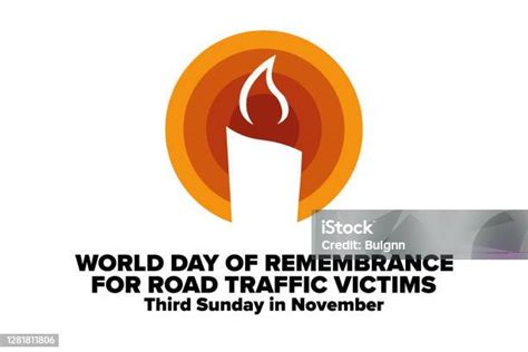 세계 교통 피해자 추모의 날 11월 셋째 일요일 휴일 개념 배경 배너 카드 텍스트 비문이있는 포스터용 템플릿 벡터 Eps10 그림입니다 촛불 조명 장비에 대한 스톡 벡터