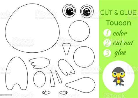 색칠 공부 는 아기 두칸을 잘라 접착제 유치원 어린이를위한 교육 종이 게임 워크시트를 잘라내고 붙여넣습니다 종이에 색상 절단 부품 및 접착제 벡터 그림입니다 0명에 대한