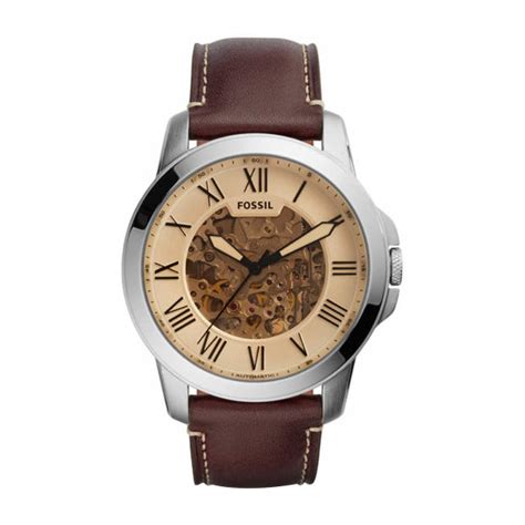 Fossil Grant Brown Leather Strap Silver Dial Automatic Watch For Gents Dreams Pakistan