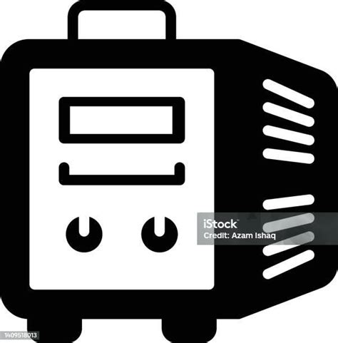 인버터 전기 용접 기계 개념 소형 Ac Dc 전원 벡터 아이콘 디자인 아크 용접 및 금속 작업 기호 건설 및 산업 제조 기호