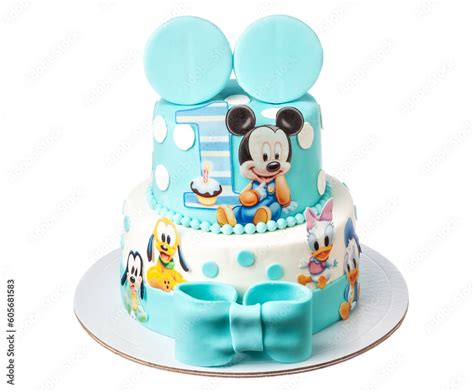 Foto De Birthday Cake With Cartoon Character Mickey Mouse Walt Disney