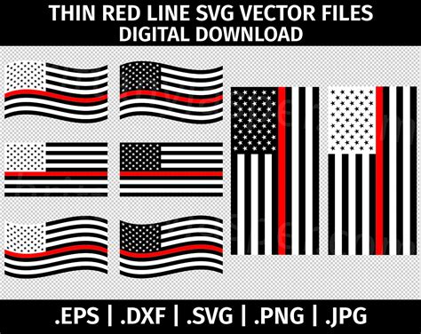 Thin Red Line Flag SVG Vector Clip Art Cutting Files For Etsy