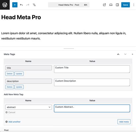 Head Meta Pro Plugin Planet