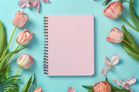 Notebook On Spring And Different Stationary Premium Ai Generated Image