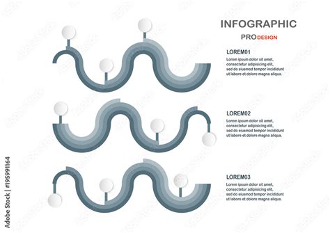 Abstract Infographic Elements In Sine Wave Shape Charts For Business Presentation Template