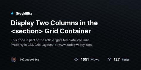 display two columns in the grid container stackblitz