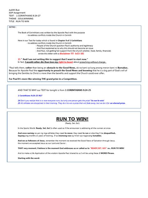 1 Corinthians 9 24 To 25 Pdf Paul The Apostle First Epistle To