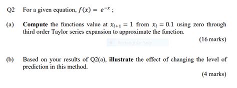 Q For A Given Equation F X E A Compute The Chegg Com