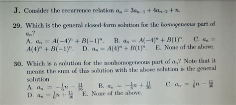 Solved J Consider The Recurrence Relation An 3an 1