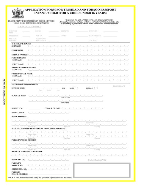 Tt Application Form For Trinidad And Tobago Fill Online Printable