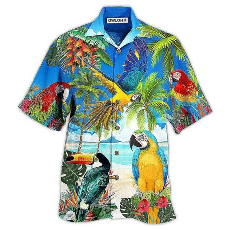 Parrot High By The Beach Hawaiian Shirt Mens Hawaiian Shirts Men