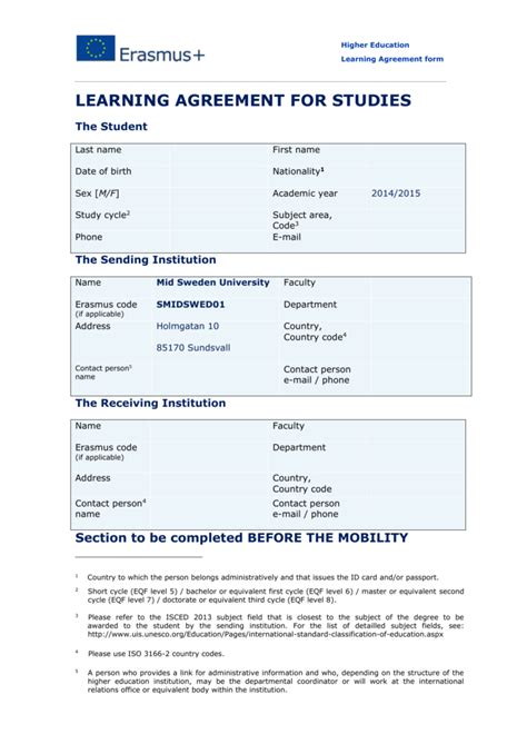 Choose Courses And Fill Out The Learning Agreement
