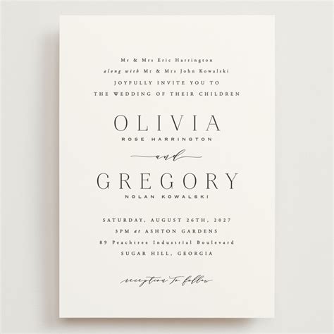 Classy Type Grand Wedding Invitations By Hooray Creative Minted