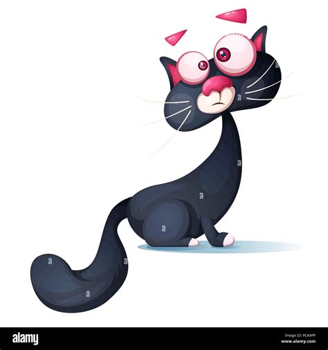 Funny Cute Crazy Cat Cartoon Illustration Stock Vector Image And Art Alamy