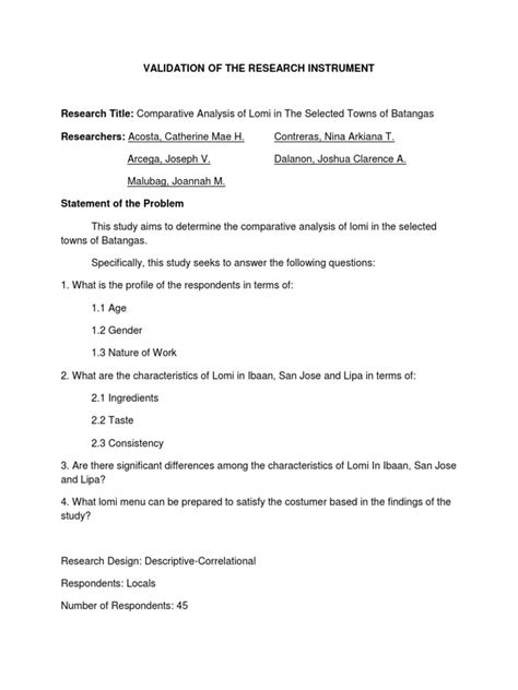 Validation Of The Research Instrument Pdf