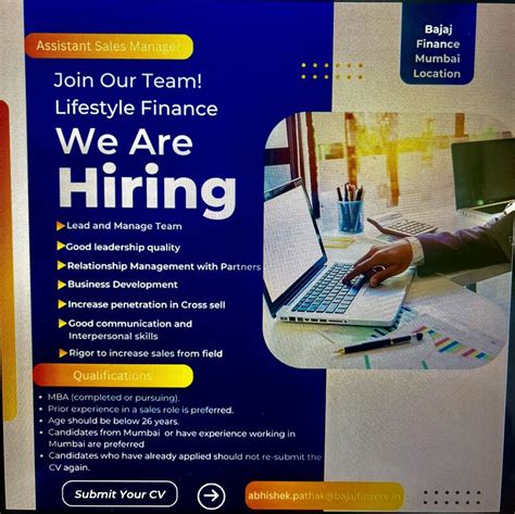 Dear All We At Bajaj Finance Are Hiring For Sales Manager Location Mumbai Product Lifestyle