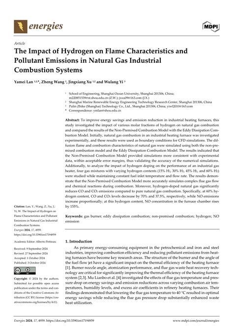 Pdf The Impact Of Hydrogen On Flame Characteristics And Pollutant Emissions In Natural Gas